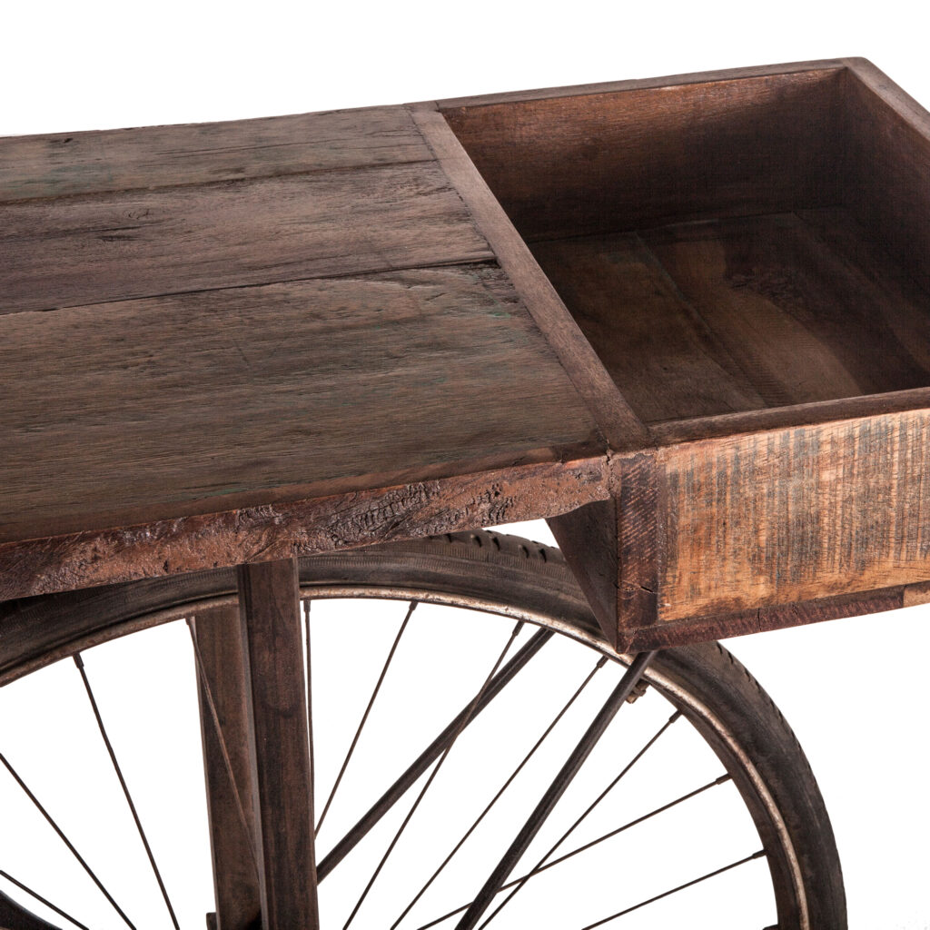 Iron Bicycle Console Table with Wooden Top - Back at the Ranch Furniture